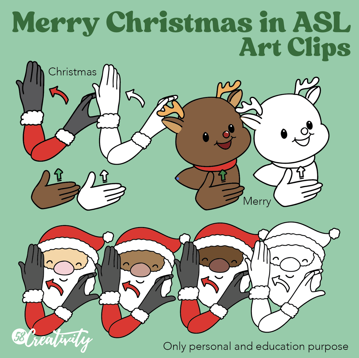 Merry Christmas in ASL Art Clip (digital) – 58 Creativity